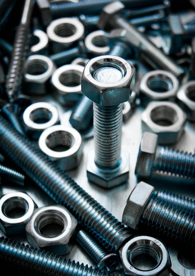 Elementos Da Fixação Porcas, Arruelas E Parafusos Sobre Imagem de Stock ...