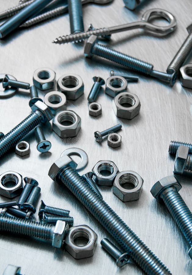 Elementos Da Fixação Porcas, Arruelas E Parafusos Sobre Imagem de Stock ...