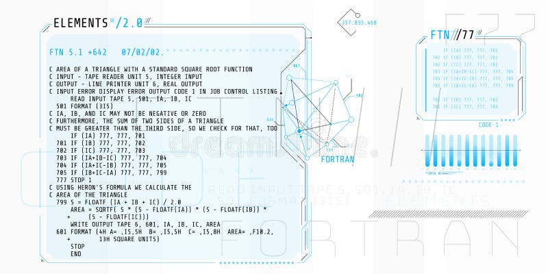 Elementos De Interface Hud Com Parte Do Código Fortran. Ilustração do ...