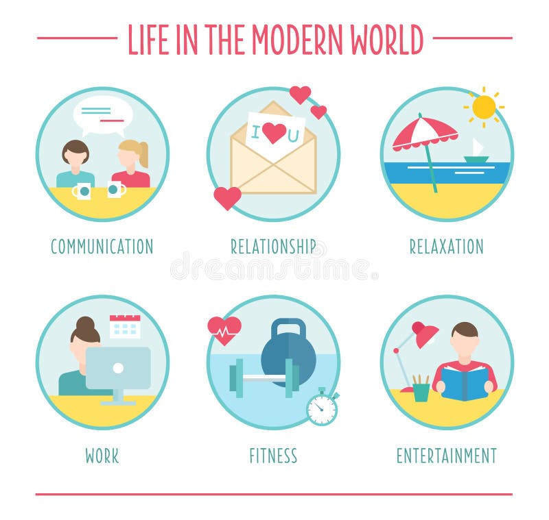 Forma De Vida De Los Hombres En El Ejemplo Plano Del Vector Del Estilo ...