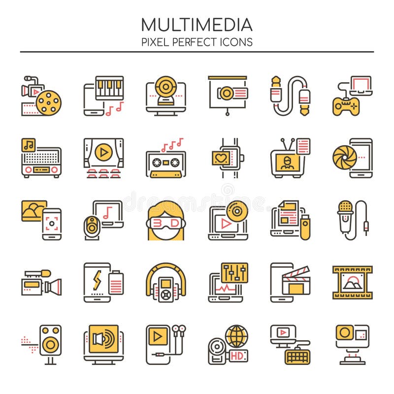 Elementos De Las Multimedias Ilustración del Vector - Ilustración de ...