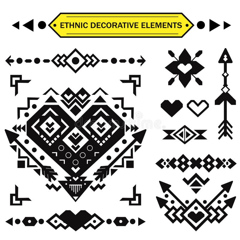 Elementos Decorativos Aztecas Ilustración del Vector - Ilustración de ...