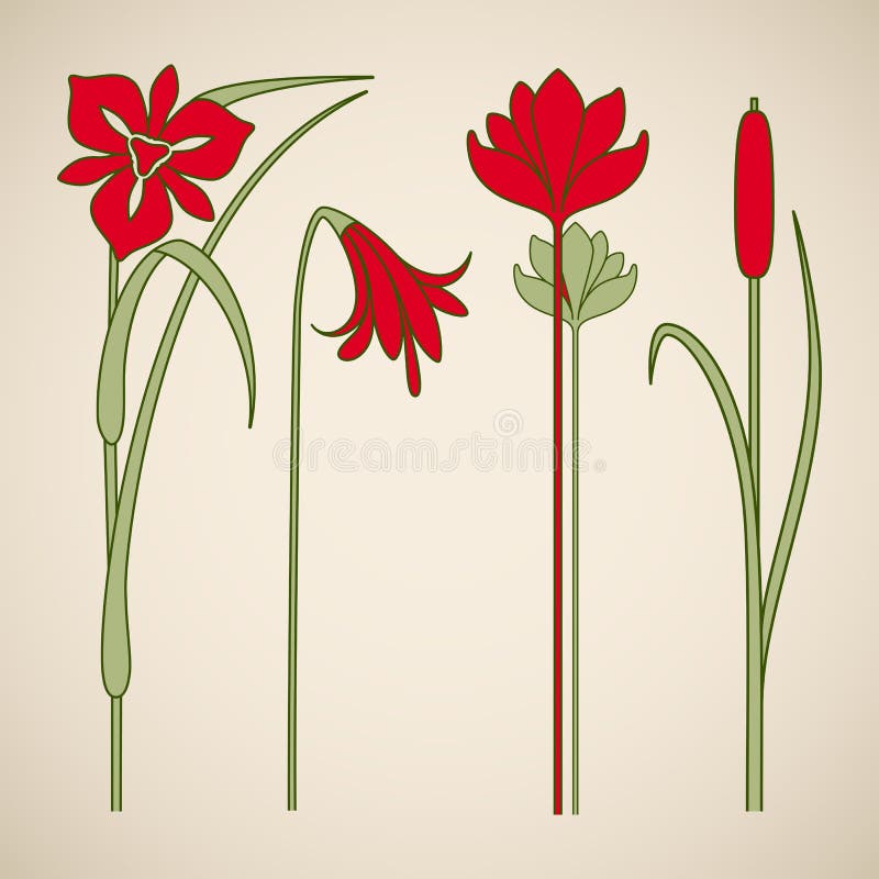 Elementos Del Art Nouveau Del Vector Ilustración del Vector ...