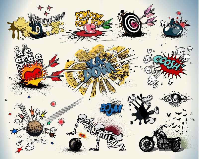 Elementos Del Diseño Del Cómic Ilustración del Vector - Ilustración de ...