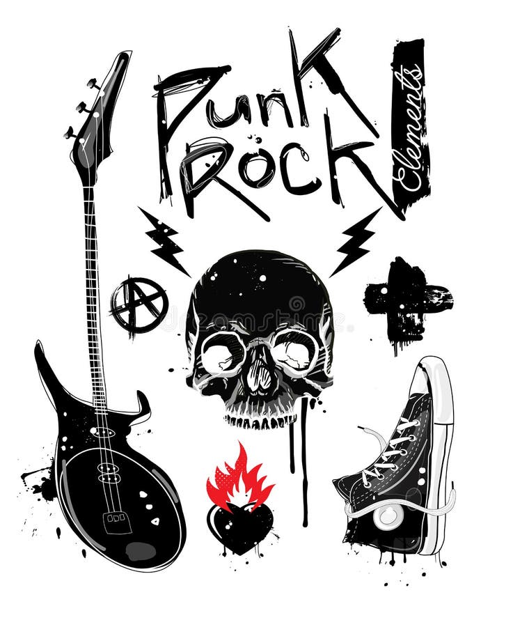 Elementos del punk rock ilustración del vector. Ilustración de hombre ...