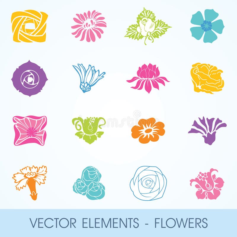 Elementos Del Vector - Flores Ilustración del Vector - Ilustración de ...