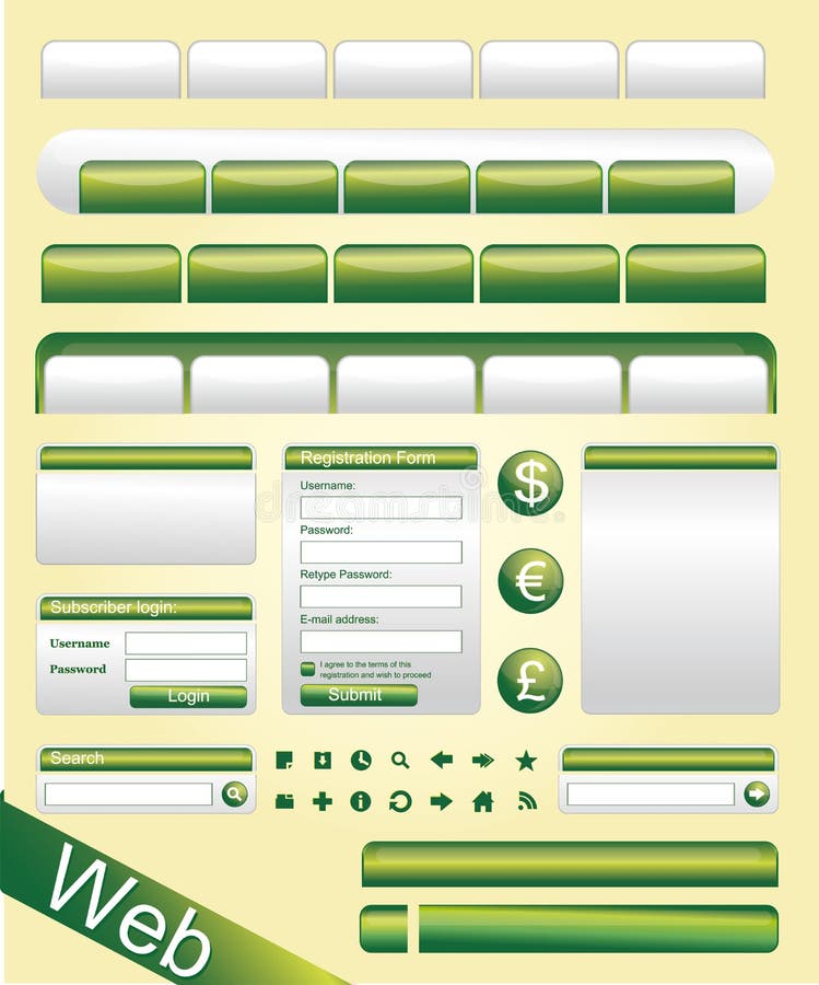 Elementos Del Web Site Del Vector Ilustración del Vector - Ilustración ...