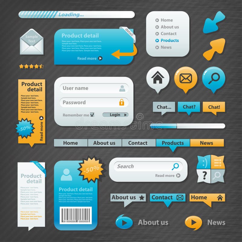 Elementos do Web site ilustração do vetor. Ilustração de forma - 32226269