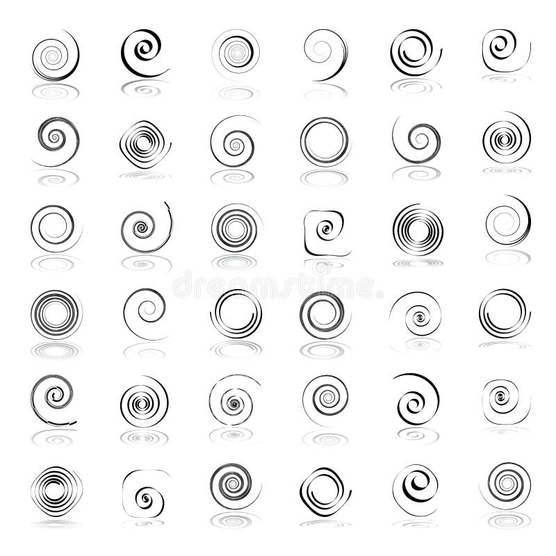 Conjunto Del Espiral. 25 Elementos Del Diseño. Ilustración del Vector ...