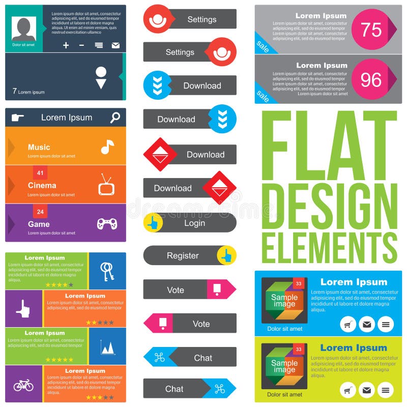 Elementos De Design Web Flat Ilustração do Vetor - Ilustração de ...