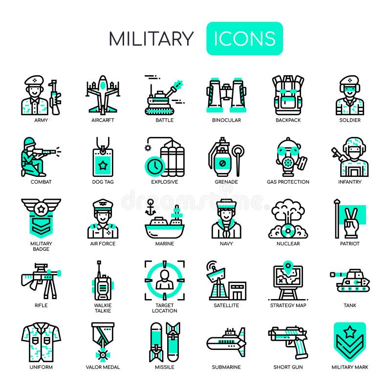 Elementos Militares, Iconos Perfectos Del Pixel Ilustración del Vector ...