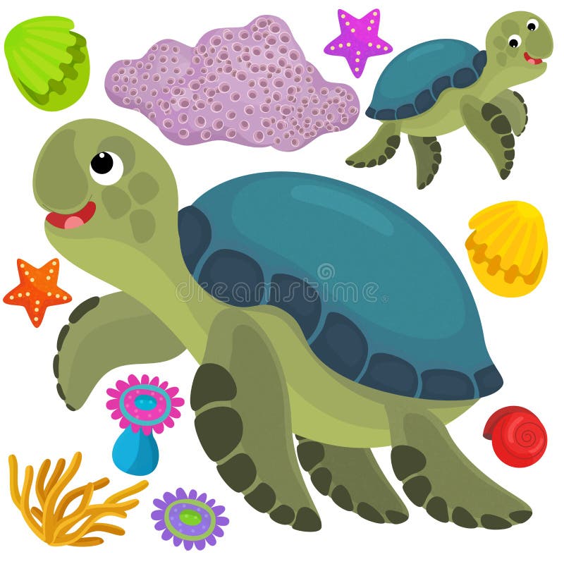 Elementos Y Animales - Ejemplo Del Mar Stock de ilustración ...