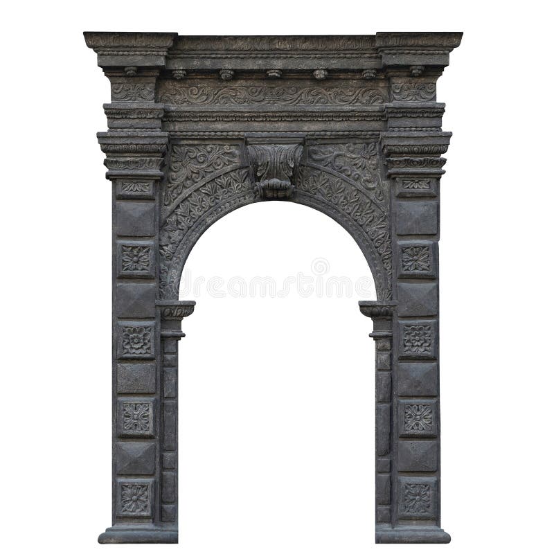 Elements of Architectural Decorations of Buildings. Old Wall with Arch ...