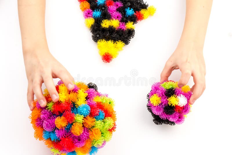 Elements of Children`s Designer of Velcro in Kid Hands,isolated on ...