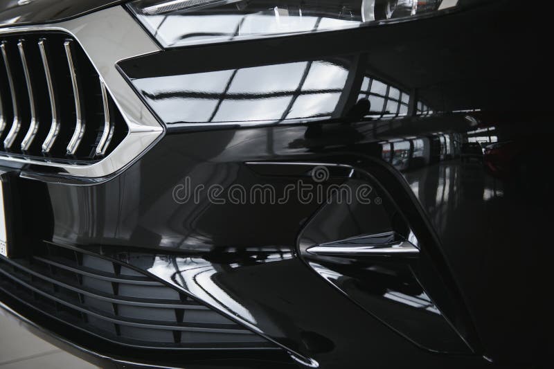 Elements of the Design of a Modern Car in a Car Showroom Stock Photo ...