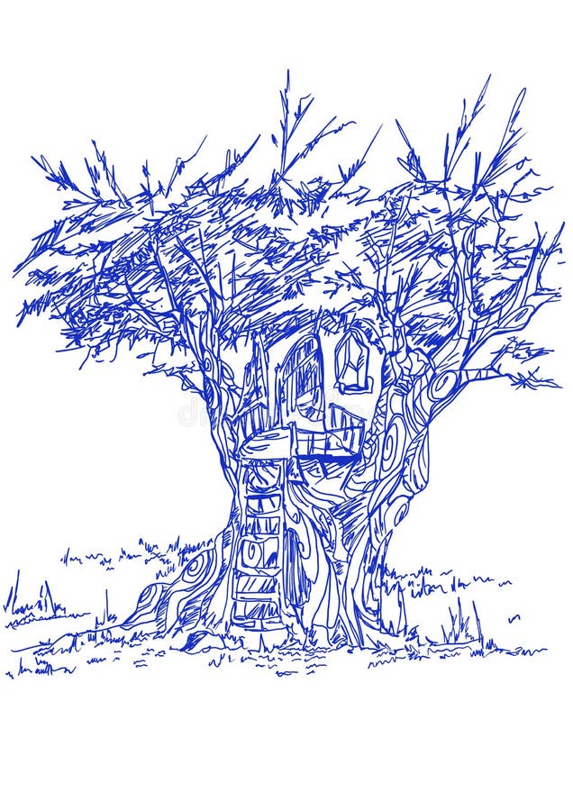 Blue Color Tree with a Lot of Branches Stock Illustration ...