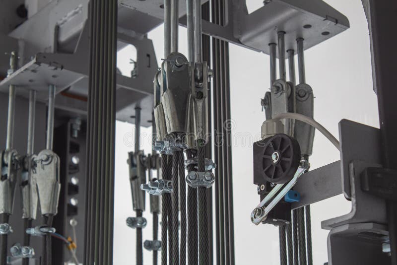 Elements of Fastening Steel Cables in the Glass Shaft of the Elevator ...