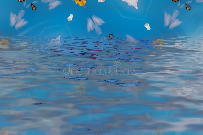 Elements Flying from the Sea. Conceptual Image Stock Image - Image of ...