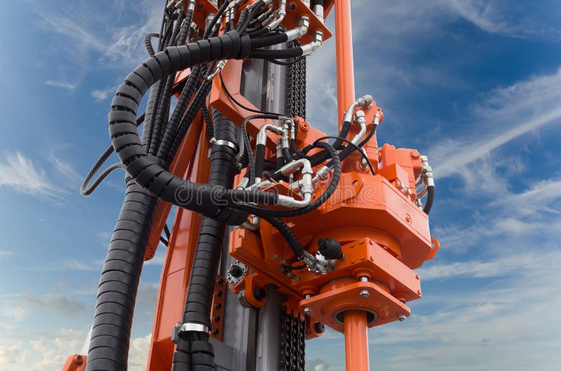 Elements of Hydraulic Crawler Oil Drill Machine Stock Photo - Image of ...