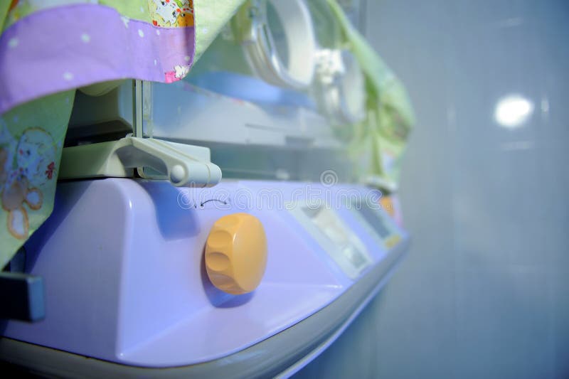 Elements of Incubator in Blue Light Stock Photo - Image of emergency ...
