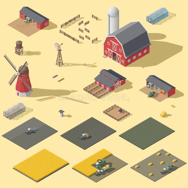 Isometric Vehicle Farm 3D Icon Set Collection Vector Illustration ...