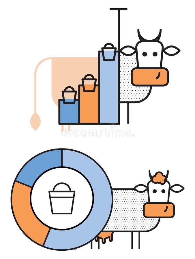 Elements for Infographics about Cows and Milk Production Stock Vector ...