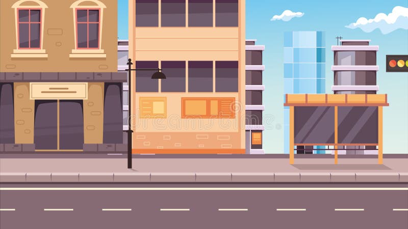 Desolate Street View Reveal Animation Empty City Street Stock Video ...