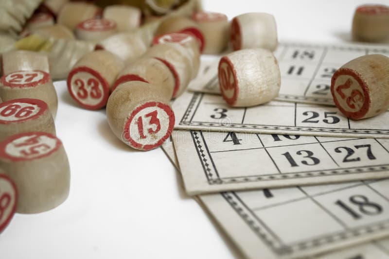 Elements of a Lotto Game. an Old Lotto Game on a White Background ...