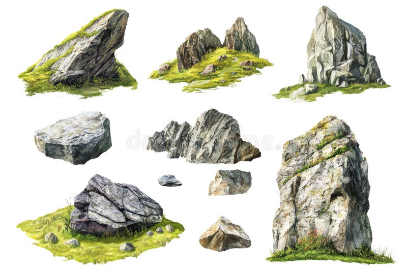Elements of Mountain Landscape Including Rolling Meadows, Steep Cliffs ...