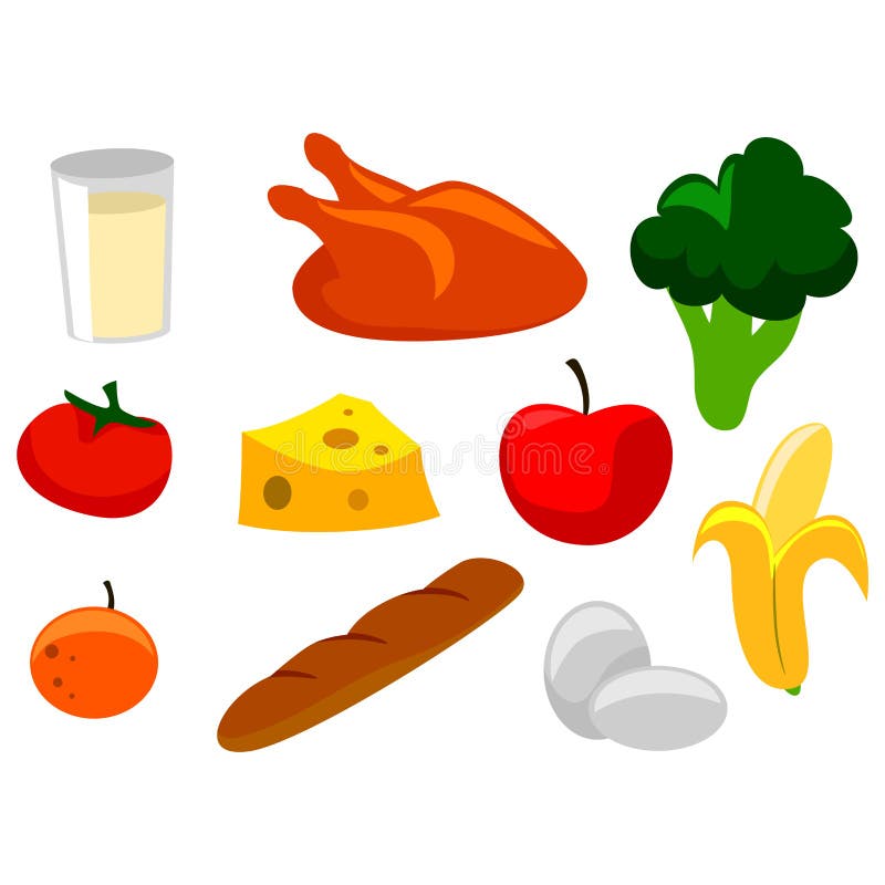 Elements of Nutritious Food Icons Stock Vector - Illustration of fruits ...