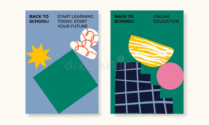 School Posters. Abstract Shapes. Set of Flat, Vector Illustrations ...