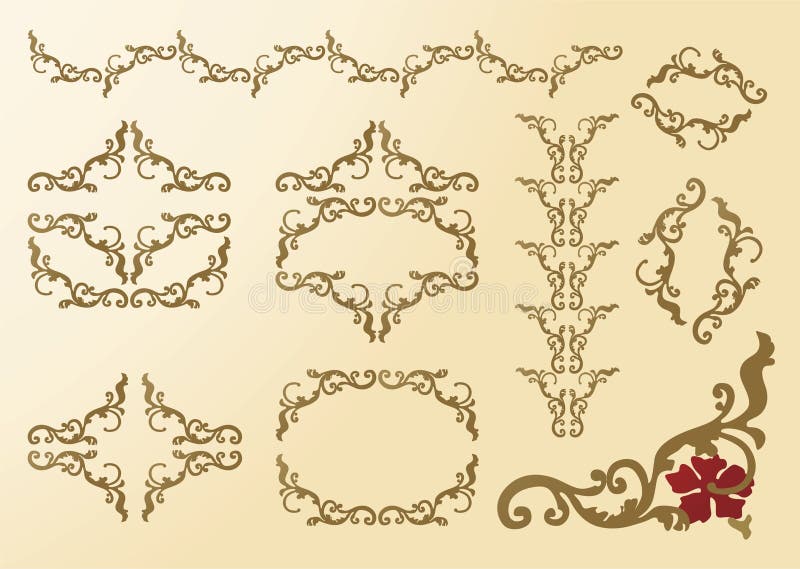 Elements Ornaments Floral Frame Rococo Stock Vector - Illustration of ...