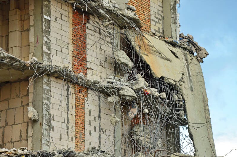 Ruins of the Destroyed Building and Dwelling Stock Photo - Image of ...