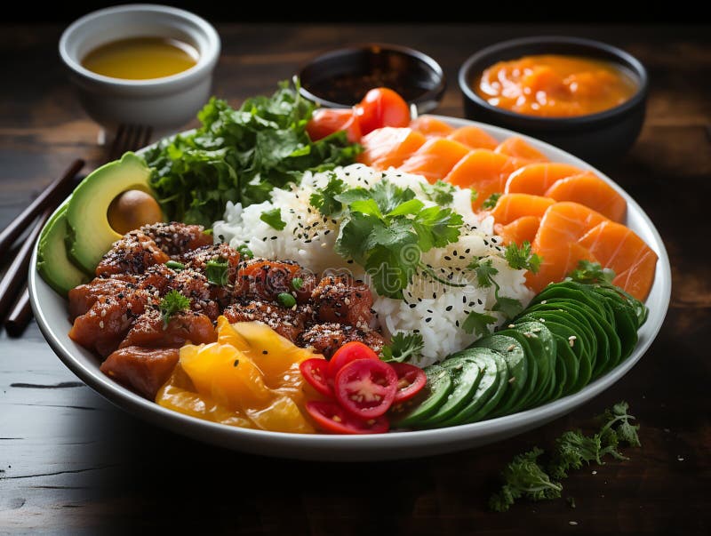 Elements of the poke bowl stock illustration. Illustration of brunch ...