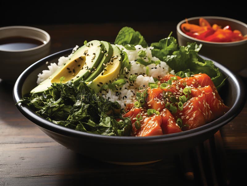 Elements of the poke bowl stock illustration. Illustration of ...