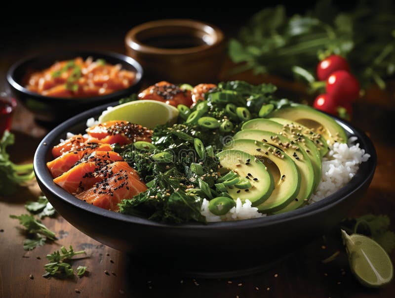 Elements of the poke bowl stock illustration. Illustration of breakfast ...