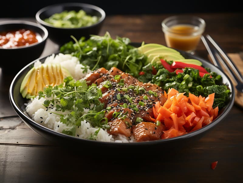 Elements of the poke bowl stock illustration. Illustration of ...