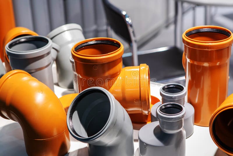 Polymer pipes and fittings stock photo. Image of temperature - 30875398