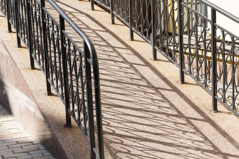 Elements of the Railing of the House, Staircase Step with a Steel Board ...