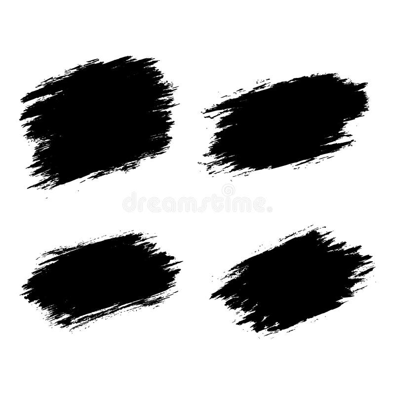 Elements Set of Black Abstract Wide Rustic Rough Brush Strokes Stock ...