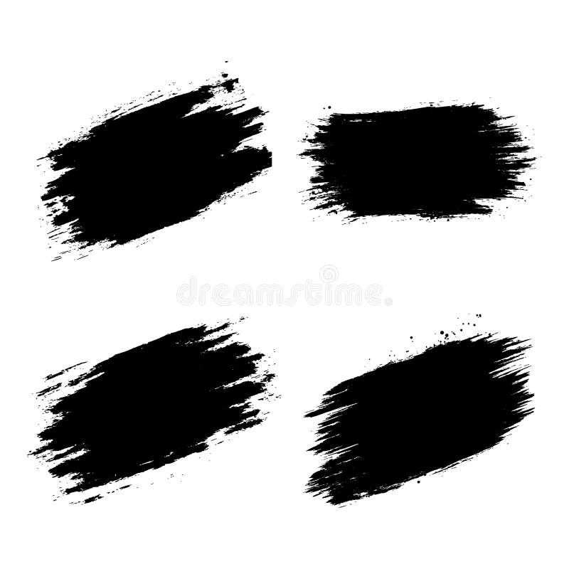 Elements Set of Black Abstract Wide Rustic Rough Brush Strokes Stock ...