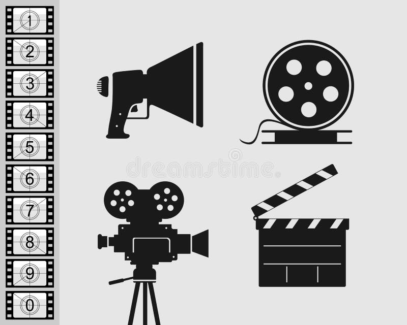 Elements Set for Filmmaking Stock Vector - Illustration of symbol, flat ...