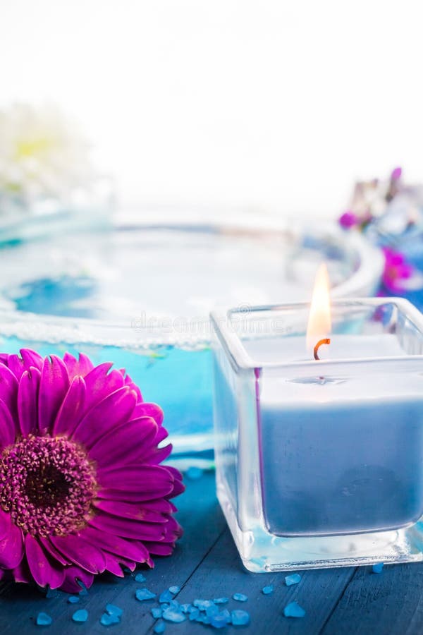 Elements Spa Relaxation Including Candles Water Salt Bath Stock Photo ...