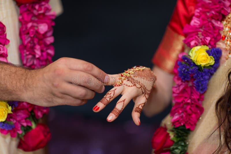 Elements of Vedic Wedding Wearing Rings Close Up Stock Photo - Image of ...