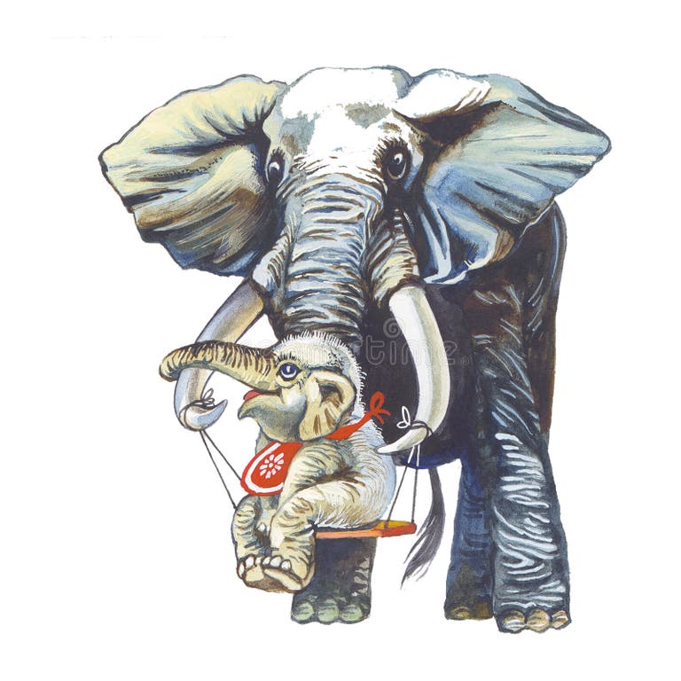 Watercolor Elephant Calf Stock Illustrations – 335 Watercolor Elephant ...