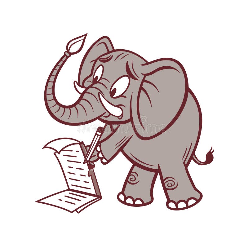 Elephant in a Journal Writing Adventure Stock Photo - Illustration of ...