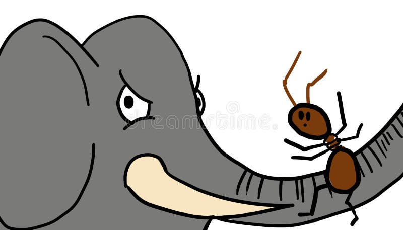 Elephant with ant stock illustration. Illustration of horn - 113465381