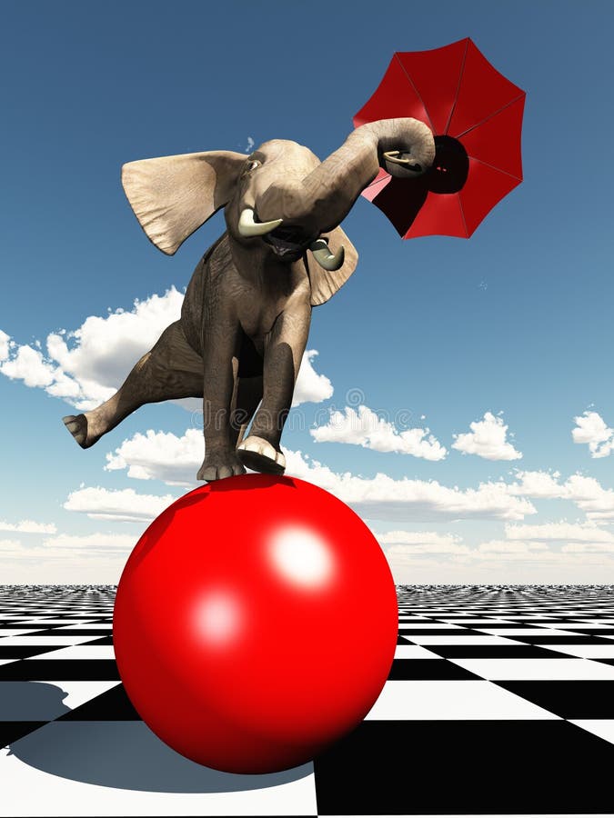 Elephant balancing on ball stock illustration. Illustration of ball ...