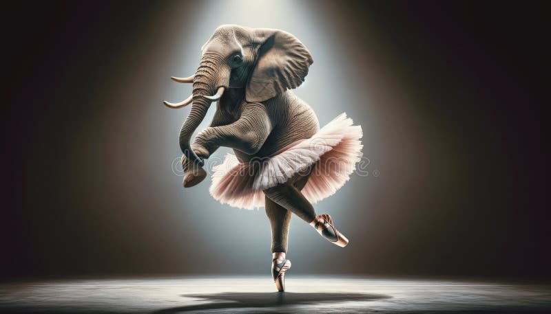 Elephant in a Ballet Pose with a Tutu and Ballet Shoes, AI-generated ...
