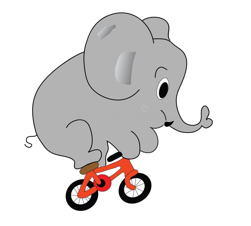 Elephant on the bicycle stock vector. Illustration of grey - 3199771